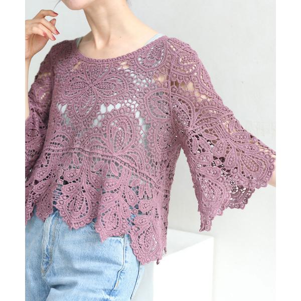 ZOZO問い合わせ番号:65850529ショップ:FRENCH PAVE，フレンチパヴェブランド:CAWAII，カワイイ商品名:涼しく重ね着する。花咲くクロシェ編みニットシアートップスカテゴリ:トップス>シャツ/ブラウスブランド品番:...