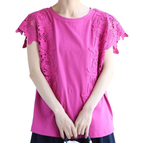 『セール実施中』ZOZO問い合わせ番号:66313052ショップ:FRENCH PAVE，フレンチパヴェブランド:CAWAII，カワイイ商品名:着ればエレガント増し花レース袖Tシャツカテゴリ:トップス>Tシャツ/カットソーブランド品番...