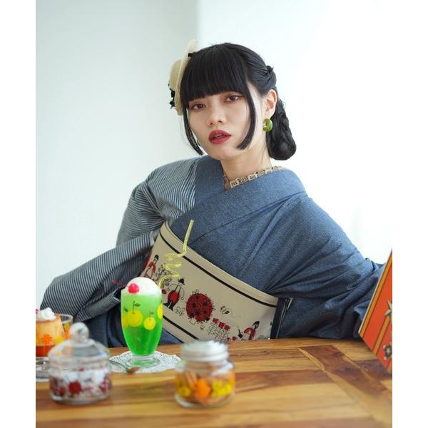 ZOZO問い合わせ番号:66615966ショップ:utatane，ウタタネブランド:utatane，ウタタネ商品名:【アデリアレトロ×ニコアンティーク】デニム着物・帯セットカテゴリ:水着/着物・浴衣>着物ブランド品番:64996131...