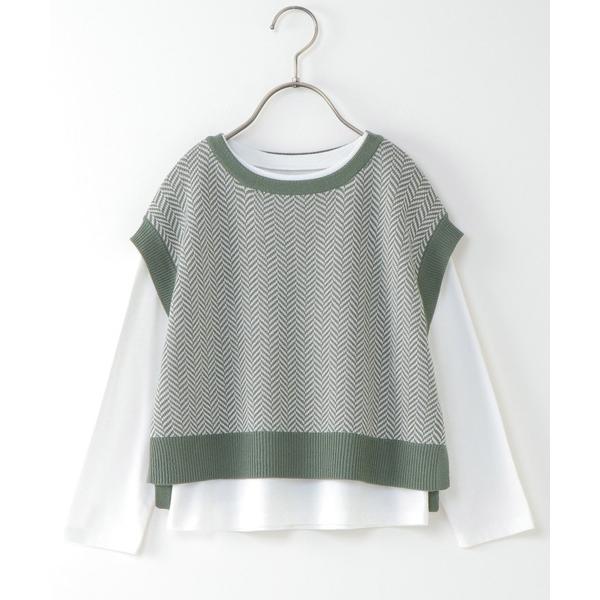 『タイムセール実施中』ZOZO問い合わせ番号:67022853ショップ:ikka LOUNGE，イッカラウンジブランド:ikka，イッカ商品名:【キッズ】ヘリンボンニットベストアンサンブル（120~160cm）カテゴリ:トップス>ニッ...