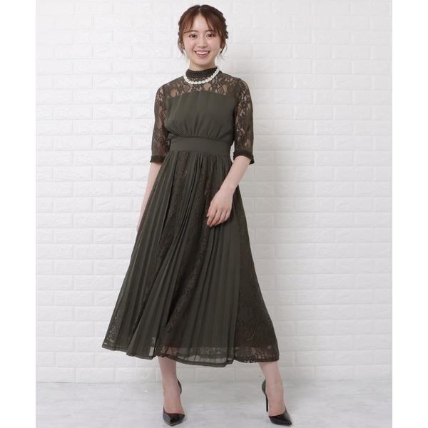 『タイムセール実施中』ZOZO問い合わせ番号:67023741ショップ:Lace Ladies，レースレディースブランド:Lace Ladies，レースレディース商品名:ハイネック五分袖レース切替ワンピースドレスカテゴリ:ワンピース/ドレス...