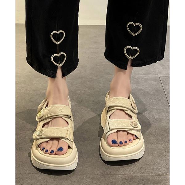 『タイムセール実施中』ZOZO問い合わせ番号:68087777ショップ:STYLEBLOCK，スタイルブロックブランド:STYLEBLOCK，スタイルブロック商品名:キルティングベルクロベルト厚底サンダルカテゴリ:シューズ>サンダルブ...