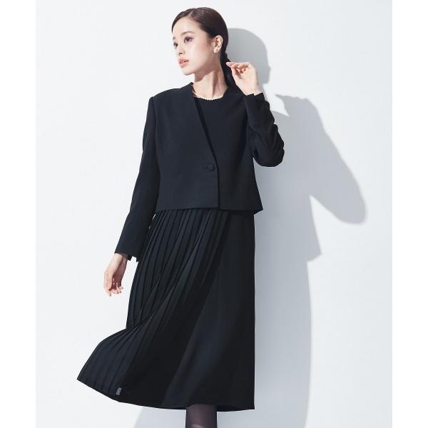 ZOZO問い合わせ番号:68156253ショップ:nissen，ニッセンブランド:Callarus Black Formal，カラルスブラックフォーマル商品名:喪服・礼服｜防しわ｜アシメ｜プリーツワンピース｜ノーカラージャケット｜セットアッ...