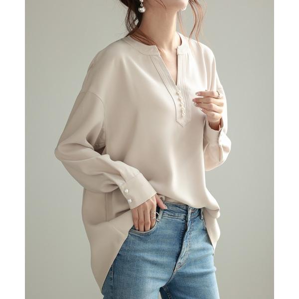 『タイムセール実施中』ZOZO問い合わせ番号:68889540ショップ:SAISON DE PAPILLON，セゾン ド パピヨンブランド:SAISON DE PAPILLON，セゾンドパピヨン商品名:パール付きキーネックブラウスカテゴリ:...