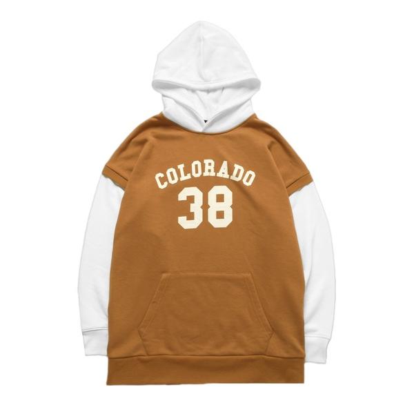 『セール実施中』ZOZO問い合わせ番号:69104820ショップ:GLAZOS，グラソスブランド:GLAZOS，グラソス商品名:前ロゴプリント・ベストレイヤード風ビッグパーカーカテゴリ:トップス>パーカーブランド品番:3723232素...