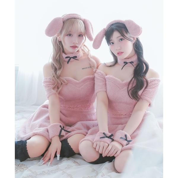 ※このアイテムは返品・交換対象外商品です。ZOZO問い合わせ番号:69107563ショップ:Retica，レティカブランド:Tika，ティカ商品名:コスプレ かわいい アニマル オフショル ウエスト切替 ふわふわ もこもこ うさぎ ミニ ワ...