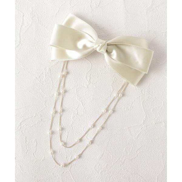 ZOZO問い合わせ番号:69208263ショップ:ESPERANZA，エスペランサブランド:Grandedge，グランドエッジ商品名:2連パール調チェーン付きリボンバレッタカテゴリ:ヘアアクセサリー>その他ヘアアクセサリーブランド品番...