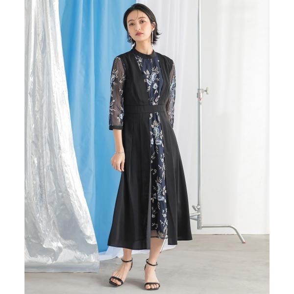 『タイムセール実施中』ZOZO問い合わせ番号:69444446ショップ:nissen，ニッセンブランド:Callarus，カラルス商品名:〔Callarus〕スタンドカラーフロント刺繍レース切替デザインワンピースドレスカテゴリ:ワンピース/...