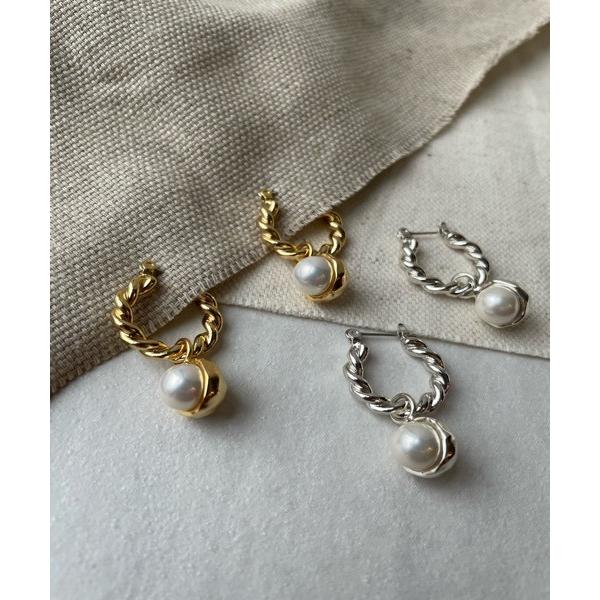 『セール実施中』※このアイテムは返品・交換対象外商品です。ZOZO問い合わせ番号:69543157ショップ:TONE，トーンブランド:tone，トーン商品名:【aussi/オッスィー】2way twist hoop パール ピアス（ニッケル...