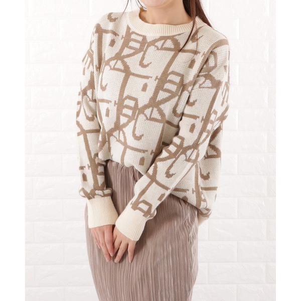 『タイムセール実施中』ZOZO問い合わせ番号:69748668ショップ:Lace Ladies，レースレディースブランド:Lace Ladies，レースレディース商品名:モノグラム柄オーバーサイズニットカテゴリ:トップス>ニット/セー...