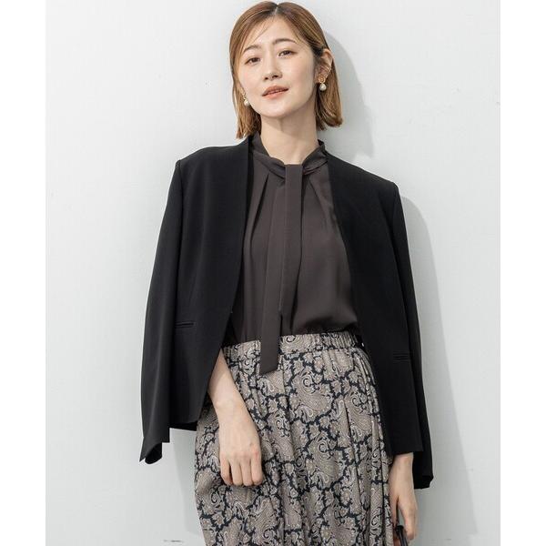 ZOZO問い合わせ番号:70147637ショップ:23区，ニジュウサンクブランド:23区，ニジュウサンク商品名:【セットアップ対応/洗える】トリアセダブルジョーゼット ノーカラー ジャケットカテゴリ:ジャケット/アウター>ノーカラージ...