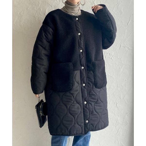 『タイムセール実施中』ZOZO問い合わせ番号:70187582ショップ:wears，ウェアーズブランド:She's Closet，シーズクローゼット商品名:中綿ミドル丈ノーカラー切り替えボアキルティングコートカテゴリ:ジャケット/アウター&...