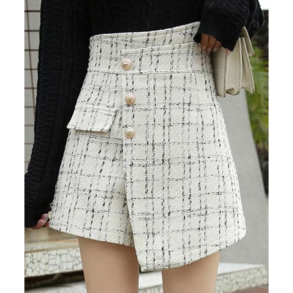 『セール実施中』ZOZO問い合わせ番号:70283519ショップ:aimoha，アイモハブランド:Jasmine Grandiflorum，ジャスミングランディフローラム商品名:【Jasmine】ラップスカート風ツイードショートパンツカテゴ...