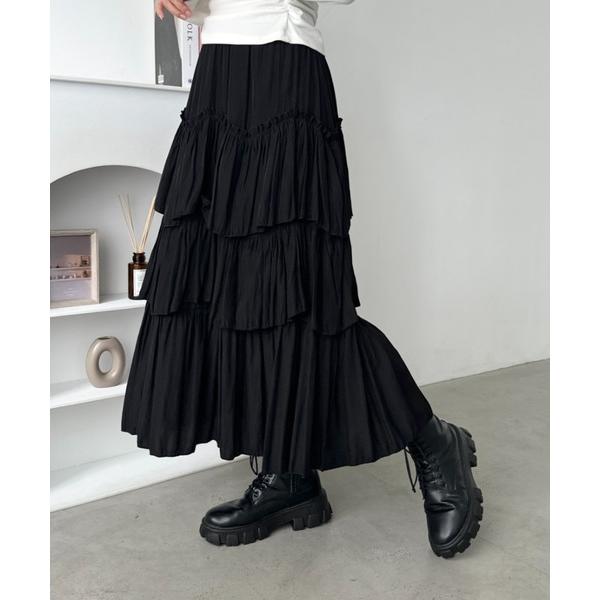 『タイムセール実施中』ZOZO問い合わせ番号:70814042ショップ:Outfitter lab，アウトフィッターラボブランド:CLEA，クレア，Outfitter lab，アウトフィッターラボ商品名:Iラインギャザーティアードロングスカ...