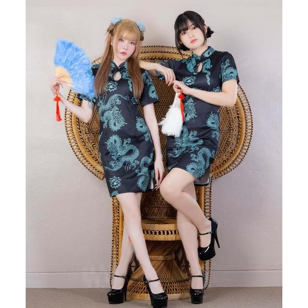『タイムセール実施中』※このアイテムは返品・交換対象外商品です。ZOZO問い合わせ番号:70814145ショップ:Retica，レティカブランド:Tika，ティカ商品名:コスプレ チャイナ セクシー 龍 ドラゴン 刺繍 スリット ミニ ドレ...