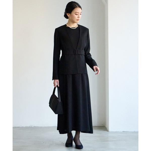 『タイムセール実施中』ZOZO問い合わせ番号:71277697ショップ:AIMER，エメブランド:AIMER，エメ商品名:【喪服・礼服・WEB限定】ベルト付きノーカラージャケット・ロングワンピース  2点セット ブラックフォーマルアンサンブ...