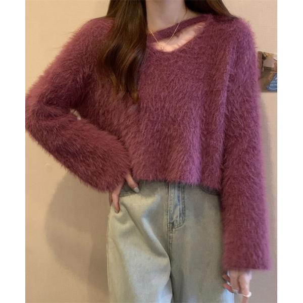 『セール実施中』ZOZO問い合わせ番号:71616662ショップ:me+em select，ミームセレクトブランド:me+em select，ミームセレクト商品名:【 7color 】カットアウトショートシャギーニットカテゴリ:トップス&g...