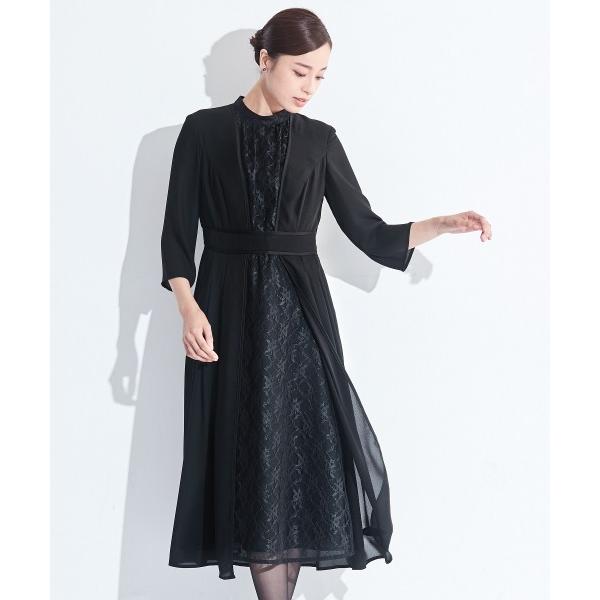 ZOZO問い合わせ番号:71749761ショップ:nissen，ニッセンブランド:Callarus Black Formal，カラルスブラックフォーマル商品名:喪服・礼服｜日本製生地｜洗える｜防しわ（イージーケア）｜フロントレース｜ワンピー...