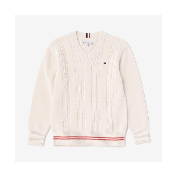 『セール実施中』ZOZO問い合わせ番号:72072286ショップ:TOMMY HILFIGER，トミー ヒルフィガーブランド:TOMMY HILFIGER，トミーヒルフィガー商品名:KIDS Vネックケーブルセーターカテゴリ:トップス&gt...