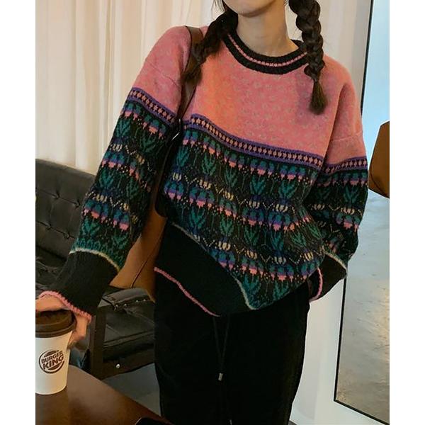 『タイムセール実施中』ZOZO問い合わせ番号:72256896ショップ:Ulysses，ユリシスブランド:Girly Doll，ガーリードール商品名:ジャガードレトロニットカテゴリ:トップス>ニット/セーターブランド品番:GDZ22W...