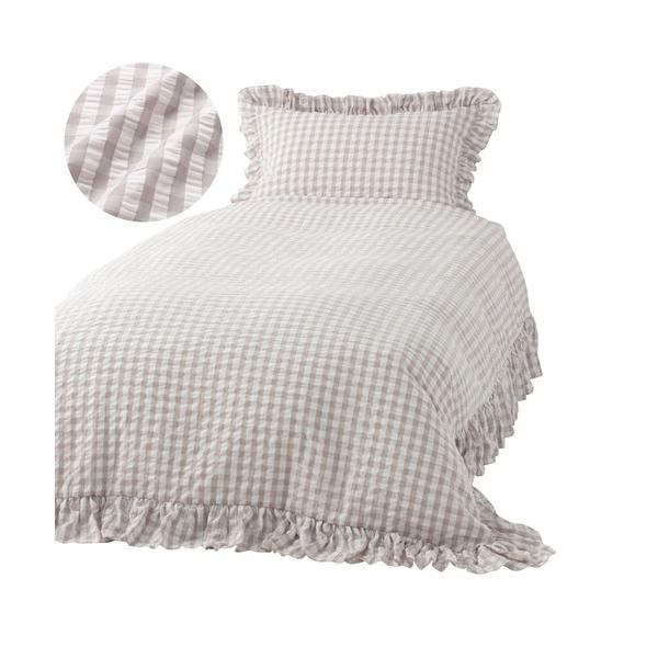 ZOZO問い合わせ番号:72425985ショップ:Francfranc，フランフランブランド:Francfranc，フランフラン商品名:フリルチェック 掛け布団カバー セミダブル ホワイト×ベージュカテゴリ:インテリア>寝具ブランド品...