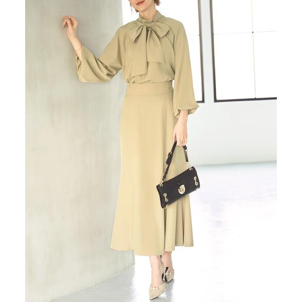 ZOZO問い合わせ番号:72814268ショップ:RUIRUE BOUTIQUE，ルイルエブティックブランド:RUIRUE BOUTIQUE，ルイルエブティック商品名:ボリュームスリーブボウタイブラウス＆マーメイドスカートセットアップフォー...