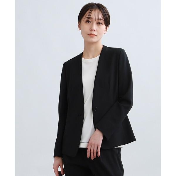 ZOZO問い合わせ番号:73018441ショップ:INDIVI，インディヴィブランド:INDIVI，インディヴィ商品名:【定番スーツ／UVケア／洗える】ウール調ノーカラージャケットカテゴリ:フォーマルスーツ/小物>スーツジャケットブラ...