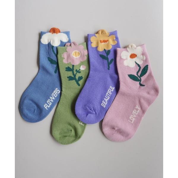 『タイムセール実施中』※このアイテムは返品・交換対象外商品です。ZOZO問い合わせ番号:73149979ショップ:RiNc，リンクブランド:Bambin，ボンバン商品名:【 Bambin / ボンバン 】 フラワー デザイン ソックス 4足...