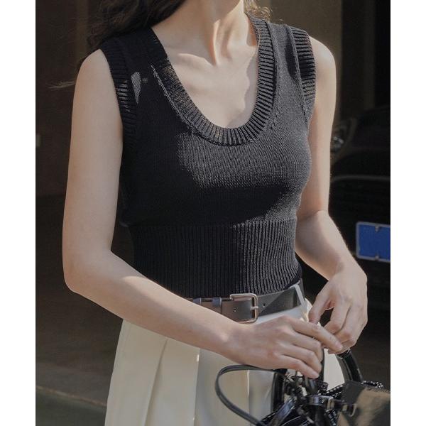 ZOZO問い合わせ番号:73189205ショップ:chuclla，チュクラブランド:chuclla，チュクラ商品名:Uネックノースリーブ ニットトップス chw23s051カテゴリ:トップス>ニット/セーターブランド品番:chw23s...