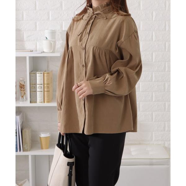 『タイムセール実施中』ZOZO問い合わせ番号:73829239ショップ:Lace Ladies，レースレディースブランド:Lace Ladies，レースレディース商品名:フリルスタンドカラーギャザー長袖ブラウスカテゴリ:トップス>シャ...