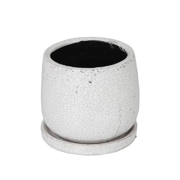 ZOZO問い合わせ番号:73863429ショップ:DULTON，ダルトンブランド:DULTON，ダルトン商品名:GLAZED POT ROUND WHITE M/4号 植木鉢カテゴリ:インテリア>フラワーベースブランド品番:K655-...