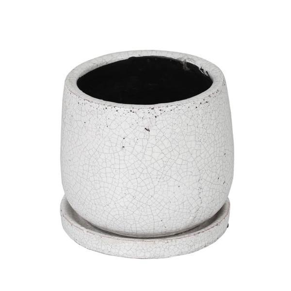 ZOZO問い合わせ番号:73863448ショップ:DULTON，ダルトンブランド:DULTON，ダルトン商品名:GLAZED POT ROUND WHITE L /5号 植木鉢カテゴリ:インテリア>フラワーベースブランド品番:K655...