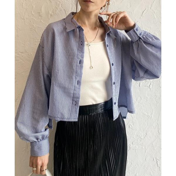 『タイムセール実施中』ZOZO問い合わせ番号:74163821ショップ:wears，ウェアーズブランド:She's Closet，シーズクローゼット商品名:ボリュームスリーブショート丈長袖ストライプシアーシャツカテゴリ:トップス>シャ...