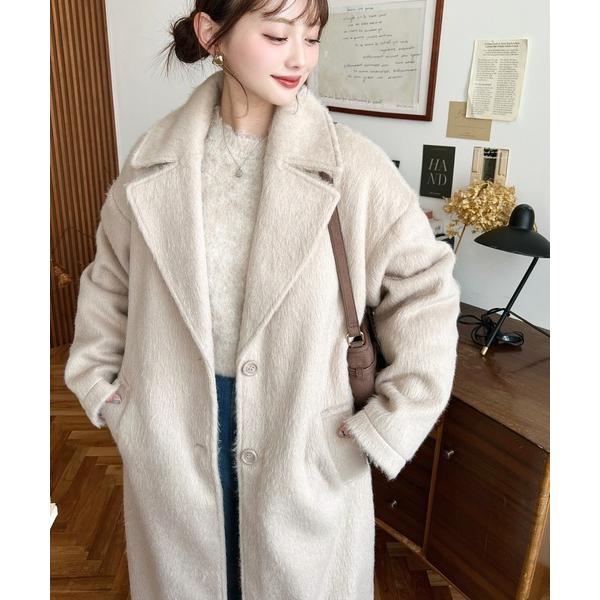 『セール実施中』ZOZO問い合わせ番号:74710524ショップ:moment+，モーメントプラスブランド:moment+，モーメントプラス商品名:ニットシャギーロングチェスターコート(シャギーコート)カテゴリ:ジャケット/アウター>...