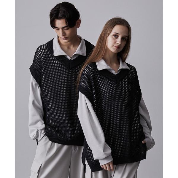 ZOZO問い合わせ番号:74745060ショップ:EMMA CLOTHES，エマ クローズブランド:CLEL，クレイル商品名:【CLEL】Watermark Knitting Loose Mesh Vest/透かし編み ルーズ メッシュニッ...