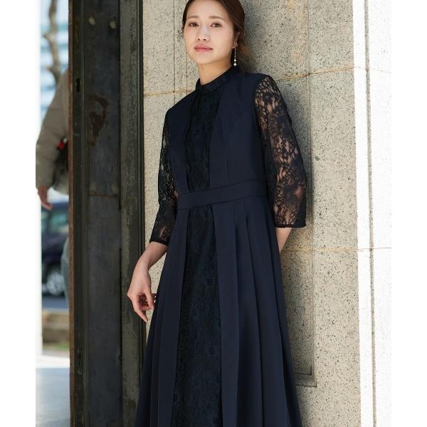 ZOZO問い合わせ番号:75126529ショップ:nissen，ニッセンブランド:Jolie et Jolie，ジョリーエジョリー商品名:スタンドカラーフロントレースデザインワンピースドレスカテゴリ:ワンピース/ドレス>ドレスブランド...