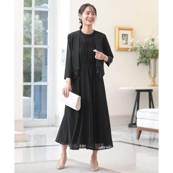 ZOZO問い合わせ番号:75126530ショップ:nissen，ニッセンブランド:Jolie et Jolie，ジョリーエジョリー，nissen，ニッセン商品名:2点セットドレス（レースシフォン切替ワンピースドレス＋ショールカラージャケット...