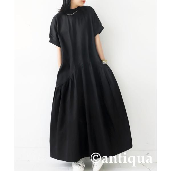 ZOZO問い合わせ番号:75323517ショップ:antiqua，アンティカブランド:antiqua，アンティカ商品名:綿100%アシメギャザーミリタリーワンピースカテゴリ:ワンピース/ドレス>ワンピースブランド品番:PY-00670...