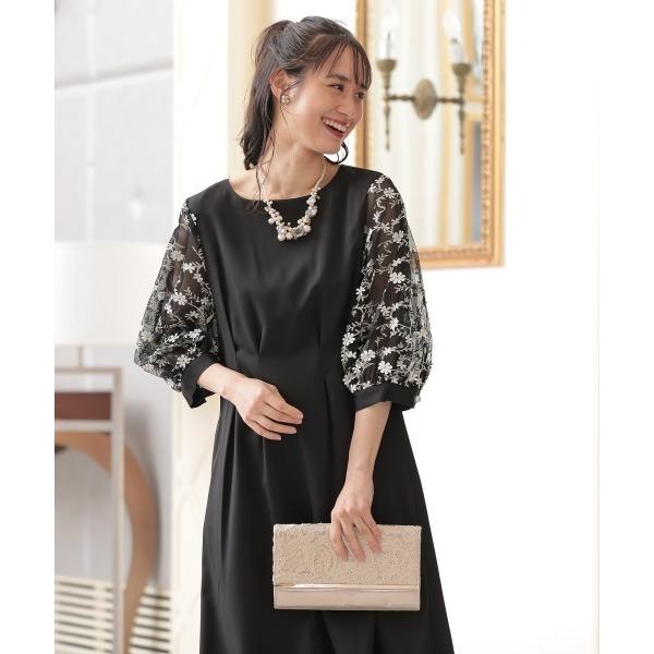 『タイムセール実施中』ZOZO問い合わせ番号:75354714ショップ:nissen，ニッセンブランド:Jolie et Jolie，ジョリーエジョリー，nissen，ニッセン商品名:袖チュールレース使いウエストタックデザインワンピースドレ...