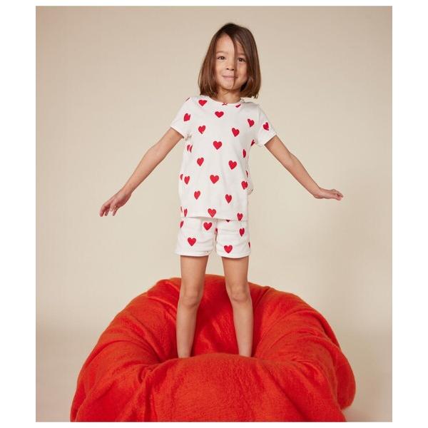 ZOZO問い合わせ番号:75525725ショップ:PETIT BATEAU，プチバトーブランド:PETIT BATEAU，プチバトー商品名:ハートプリント半袖パジャマカテゴリ:ルームウェア>ルームウェア/パジャマブランド品番:A00K...