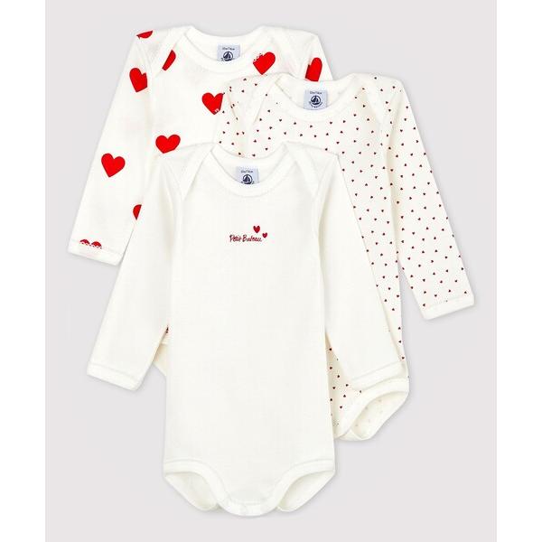 ※このアイテムは返品・交換対象外商品です。ZOZO問い合わせ番号:75525737ショップ:PETIT BATEAU，プチバトーブランド:PETIT BATEAU，プチバトー商品名:ハートプリント長袖ボディ３枚組カテゴリ:ママ＆ベビー&gt...