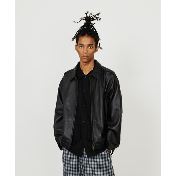 ZOZO問い合わせ番号:75560438ショップ:BEAMS MEN，ビームス メンブランド:BEAMS，ビームス商品名:ワイドフィット レザー ジップブルゾンカテゴリ:ジャケット/アウター>ブルゾンブランド品番:11-18-0863...