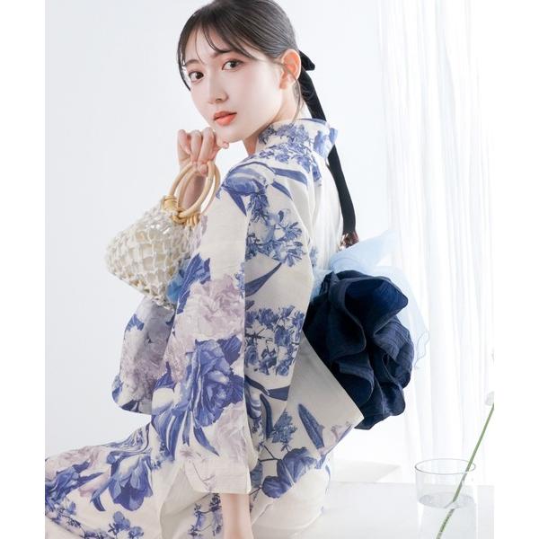 ZOZO問い合わせ番号:75821461ショップ:KYOETSU HONTEN，キョウエツホンテンブランド:KYOETSU，キョウエツ商品名:1人で簡単着付け ワンピース 浴衣 3点セット  ( ワンピース浴衣 + 兵児帯 + プチ兵児帯 ...