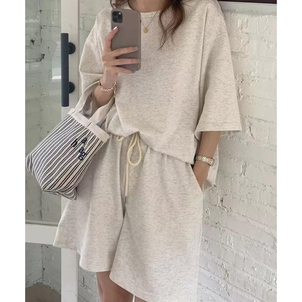 『タイムセール実施中』ZOZO問い合わせ番号:75822122ショップ:TeddyShop，テディショップブランド:DAY CLOSET，デイ クローゼット商品名:レディース 半袖オーバーサイズルーズスウェットトップス+パンツセットアップ ...