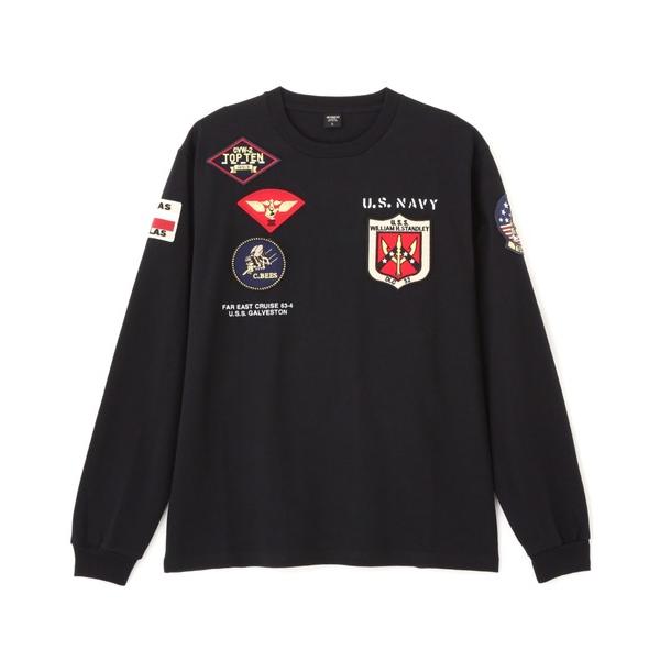 ZOZO問い合わせ番号:76084205ショップ:AVIREX，アヴィレックスブランド:AVIREX，アヴィレックス商品名:《WEB＆DEPOT限定》TOP GUN PATCHED L/S T-SHIRT / トップガン パッチド 長袖 T...
