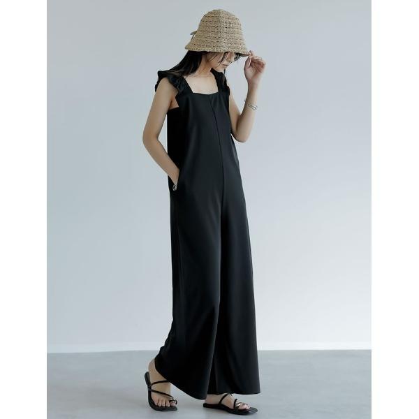 『セール実施中』ZOZO問い合わせ番号:76279058ショップ:Re:EDIT，リエディブランド:Re:EDIT，リエディ商品名:[低身長サイズ有][洗濯機で洗える]フリルストラップスクエアネックオールインワンカテゴリ:オールインワン・サ...