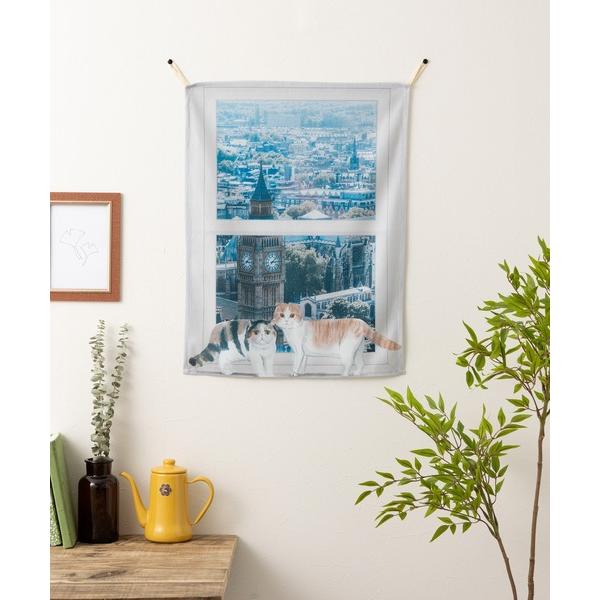 ZOZO問い合わせ番号:76376966ショップ:ABBEY MARKET，アビーマーケットブランド:Jubilee，ジュビリー商品名:ファブリックポスター　窓に風景と猫デザインカテゴリ:インテリア>ポスター/アートブランド品番:ju...