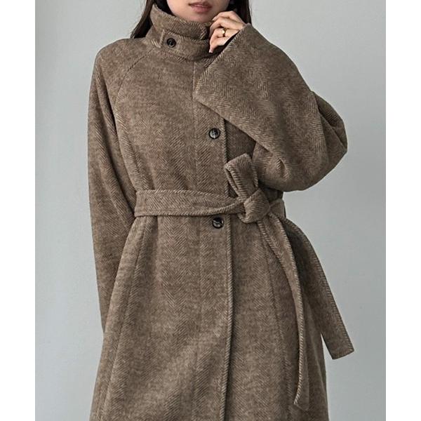 『タイムセール実施中』ZOZO問い合わせ番号:76379331ショップ:JUNOAH，ジュノアブランド:Louere，ルエレ商品名:【選べる2素材 ウールライク／ヘリンボーンシャギー】2wayスリットスリーブハイネックフレアコートカテゴリ:...