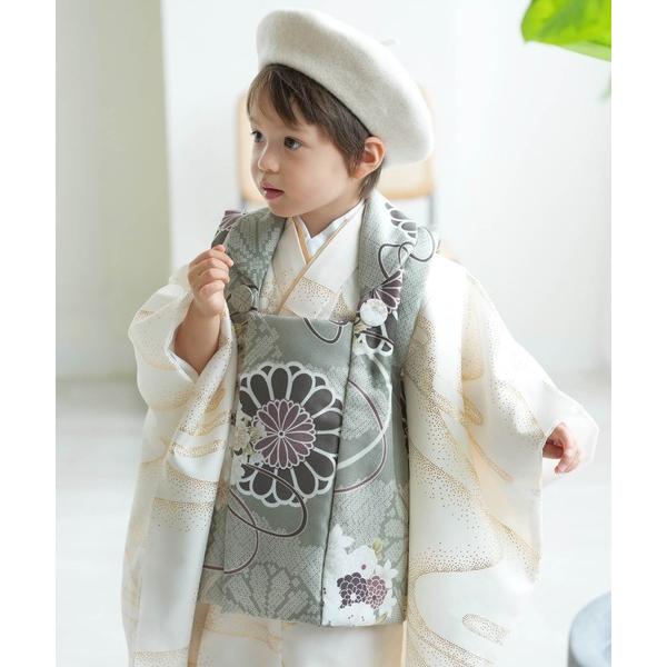 ZOZO問い合わせ番号:76617566ショップ:utatane，ウタタネブランド:utatane，ウタタネ商品名:七五三３歳用被布コートセット 男の子 ひよこ商店 翡翠の菊重ね×クリーム金彩カテゴリ:水着/着物・浴衣>着物ブランド品...