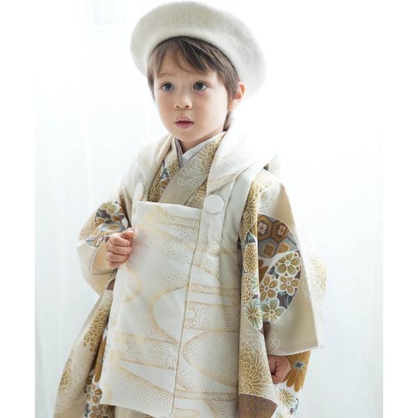 ZOZO問い合わせ番号:76617569ショップ:utatane，ウタタネブランド:utatane，ウタタネ商品名:七五三３歳用被布コートセット 男の子 ひよこ商店 クリーム金彩×エクリュ七宝カテゴリ:水着/着物・浴衣>着物ブランド品...